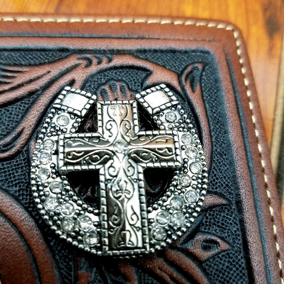 Unbranded | Bags | Western Genuine Leather Wallet Horseshoe And Cross ...
